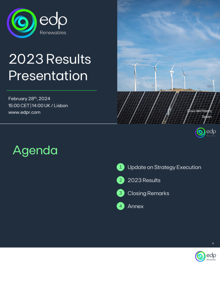 EDPR FY23ResultsPresentation | PDF | Renewable Energy | Equity (Finance)
