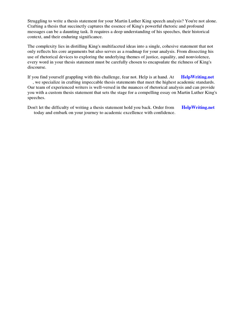 Martin Luther King Speech Thesis Statement | PDF