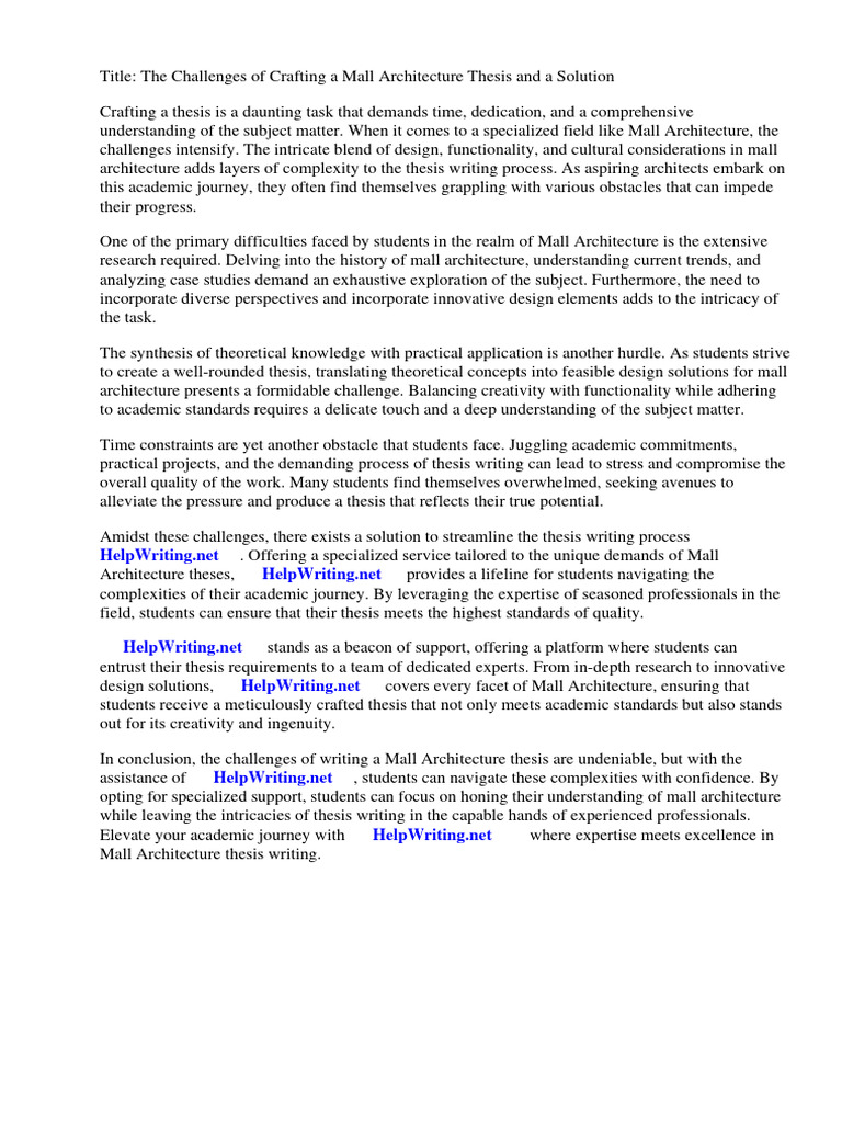 Mall Architecture Thesis | PDF | Creativity | Thesis
