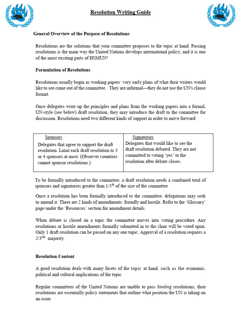 Resolution Writing Guide | PDF