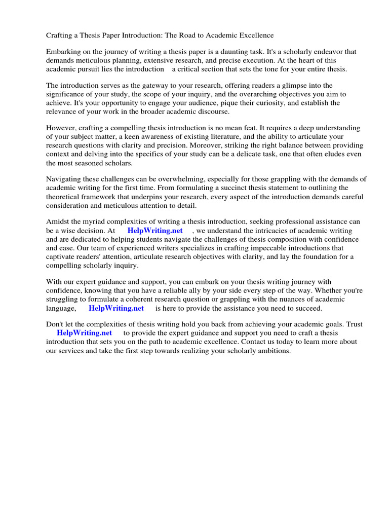 Writing A Thesis Paper Introduction Pdf