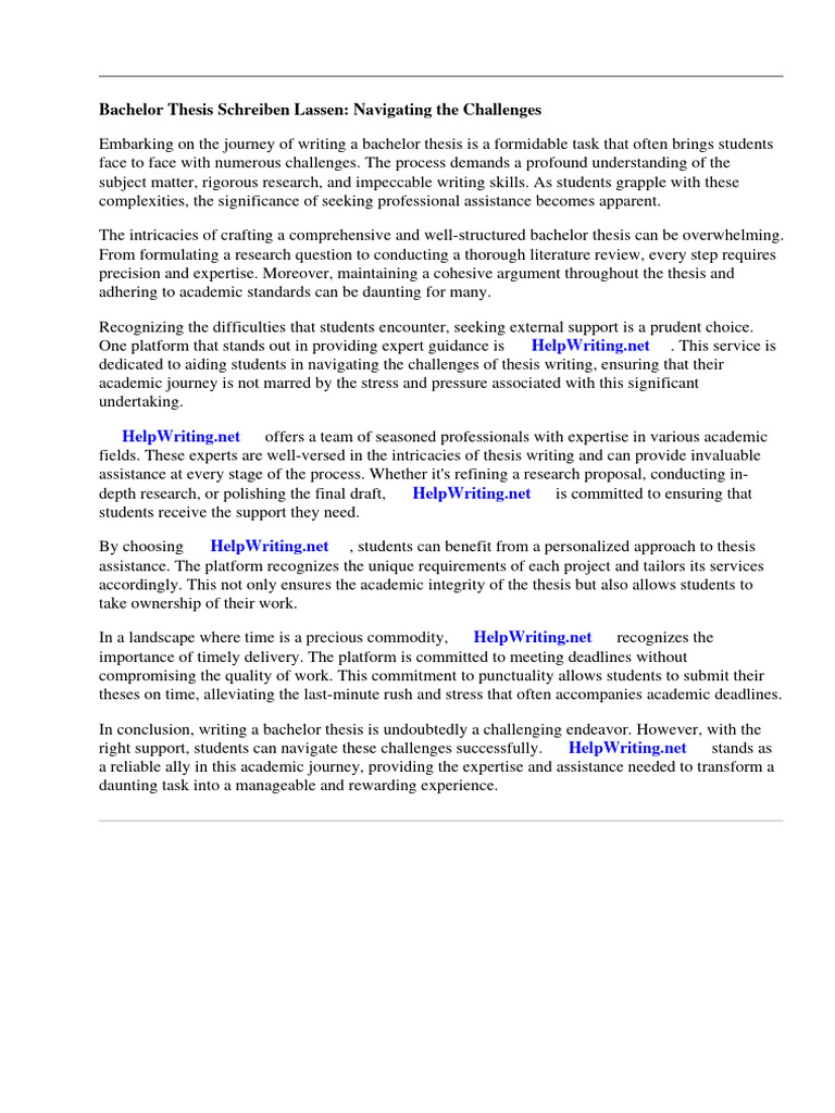 Bachelor Thesis Schreiben Lassen | PDF | Thesis