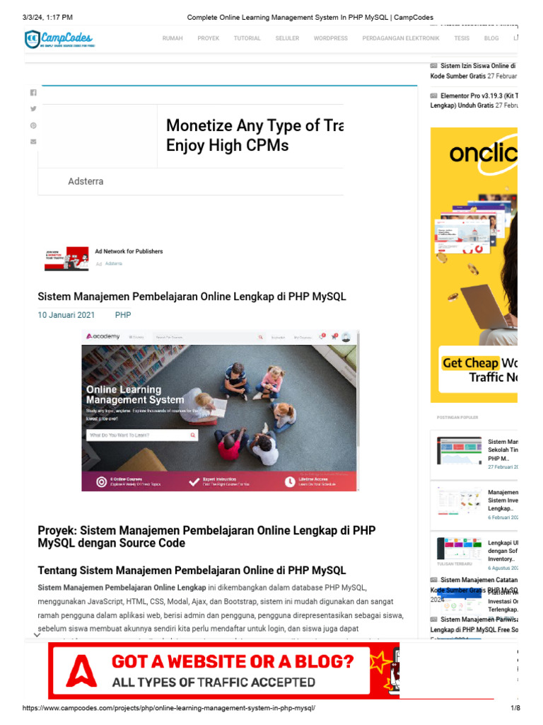 Complete Online Learning Management System in PHP MySQL - CampCodes | PDF