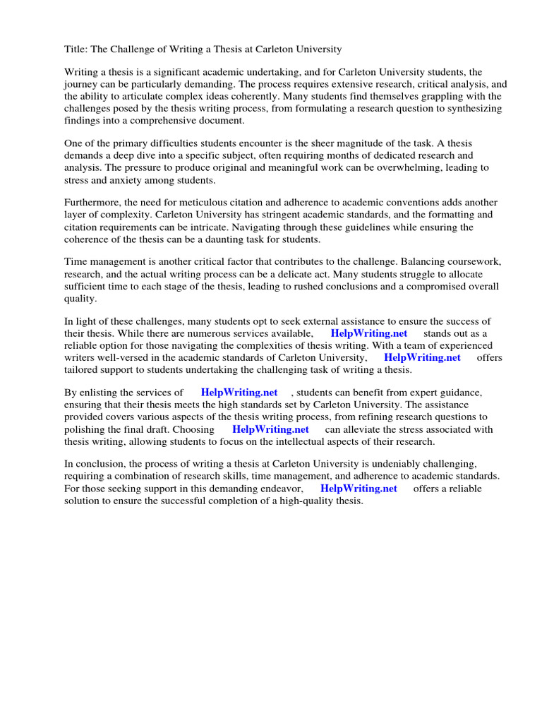 Thesis Carleton University | PDF | Thesis | Methodology