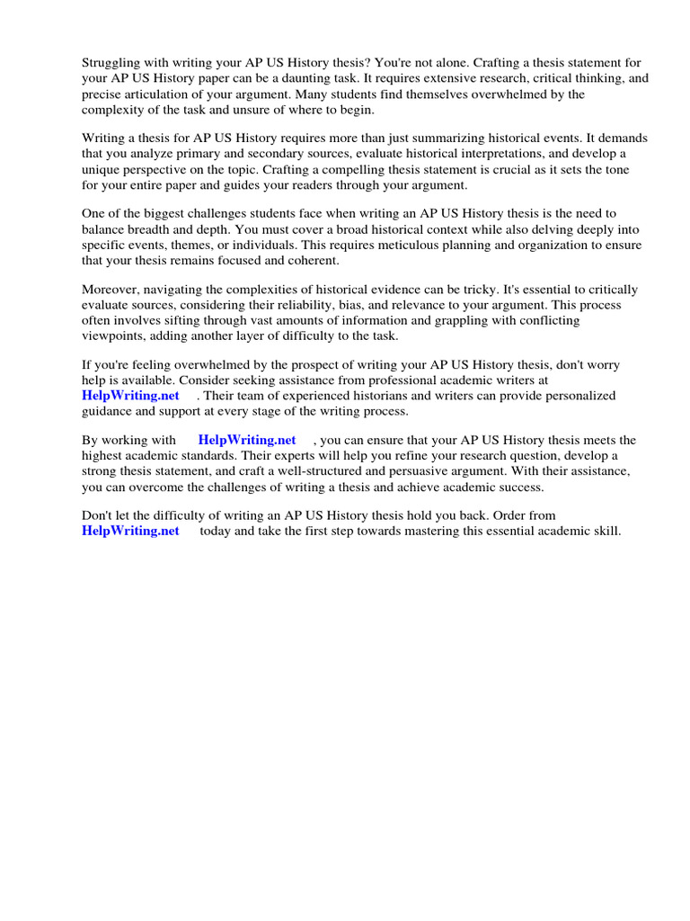 Examples of AP Us History Thesis | PDF | Essays | Thesis