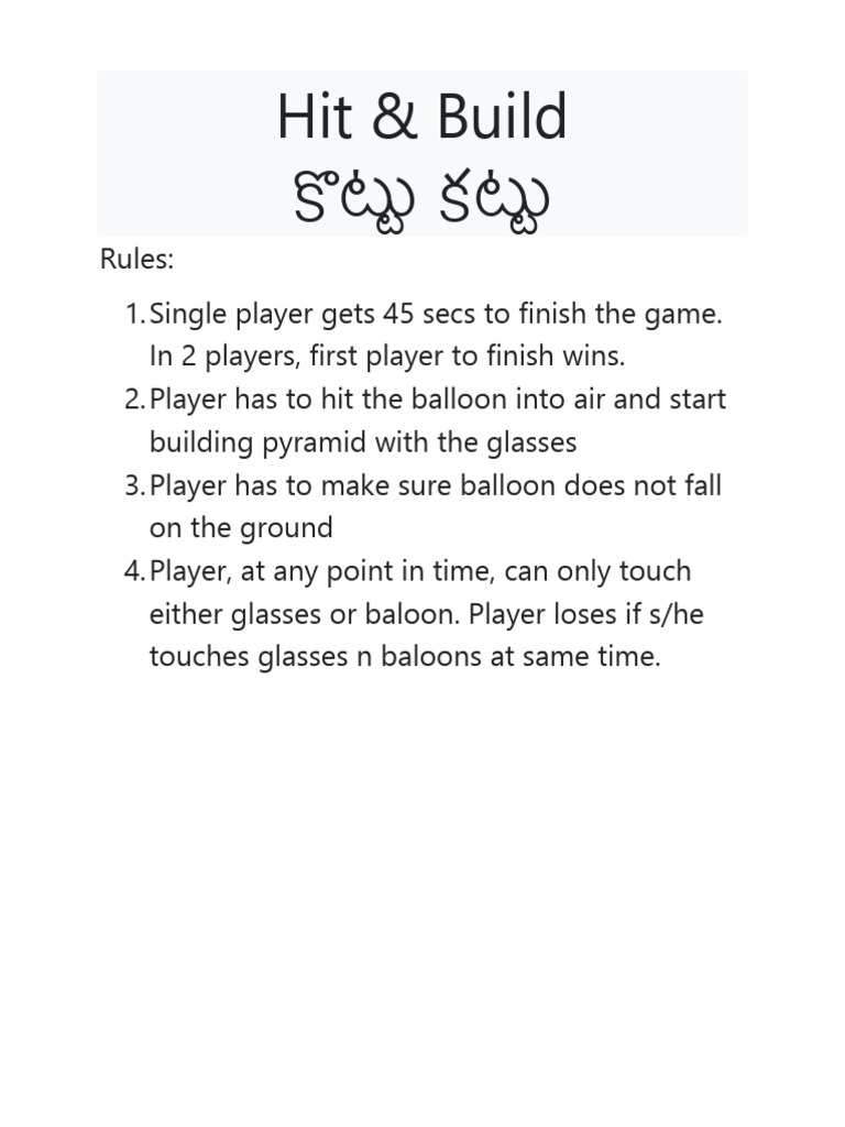 Balloon Pyramid Game Rules | PDF