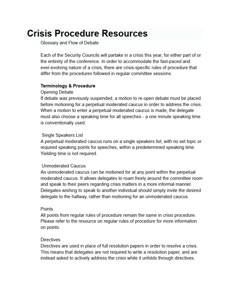 Crisis Procedure Resources | PDF | Government