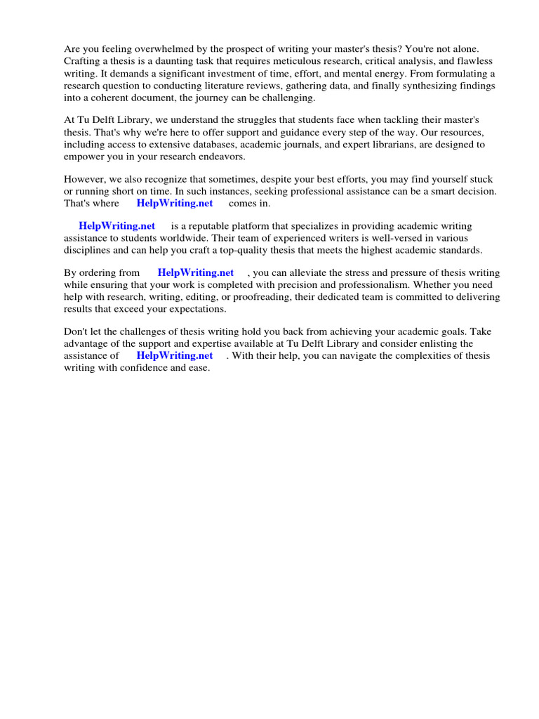 Tu Delft Library Master Thesis Pdf Engineering Thesis