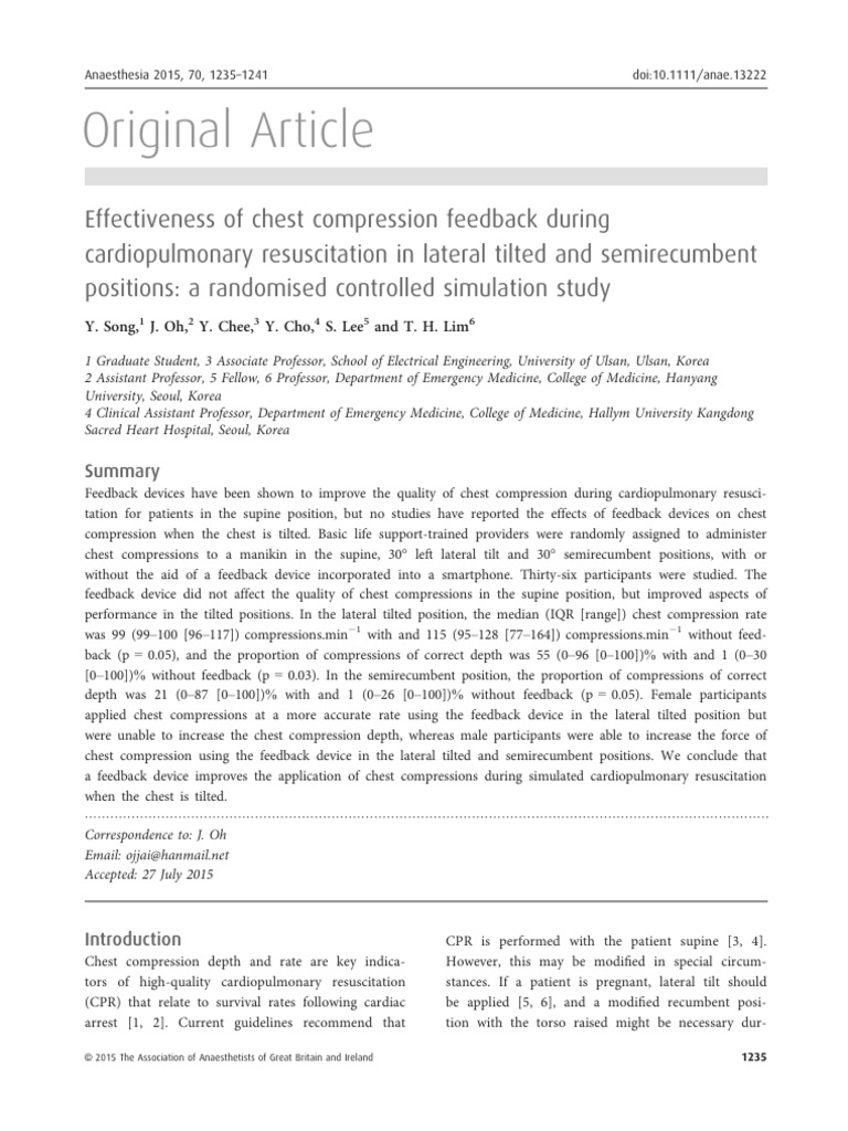 Anaesthesia - 2015 - Song - Effectiveness of chest compression feedback ...