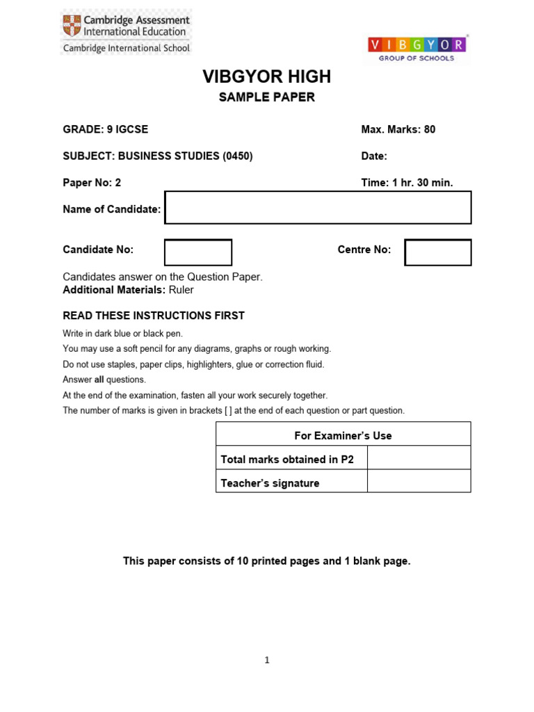 Gr 9_Business Studies_P2_Sample Paper | PDF