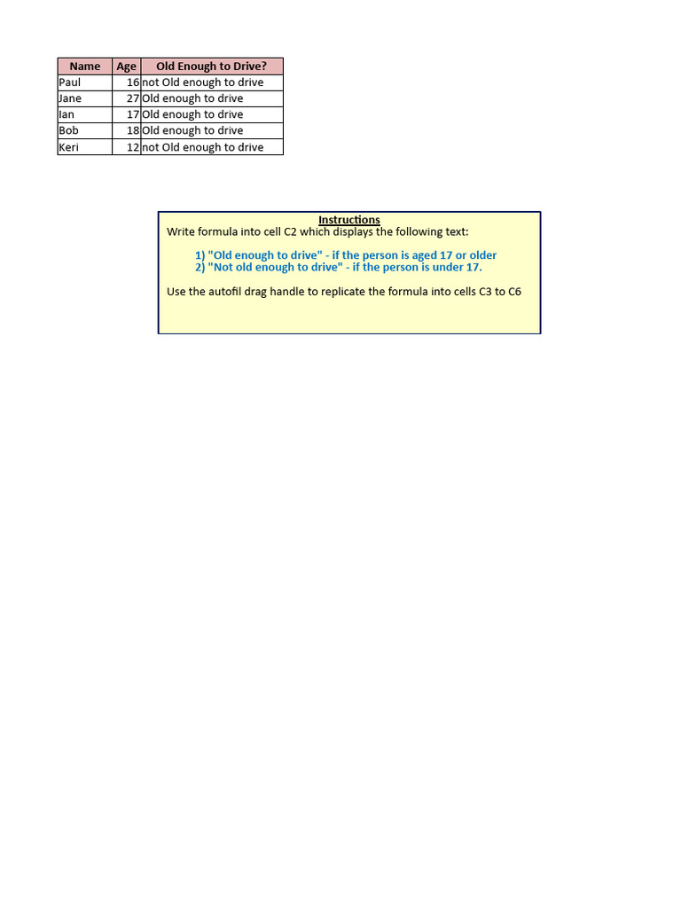 IF Function Practice Tasks | PDF