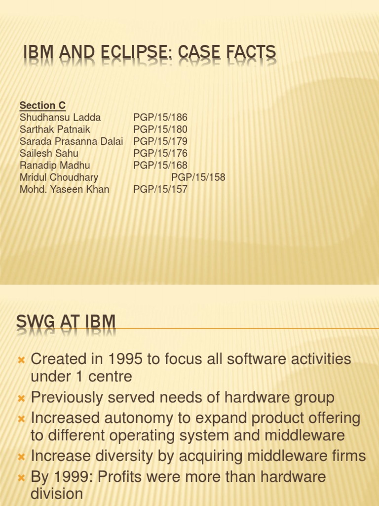 Ibm and Eclipse: Case Facts: Section C | PDF | Eclipse (Software ...