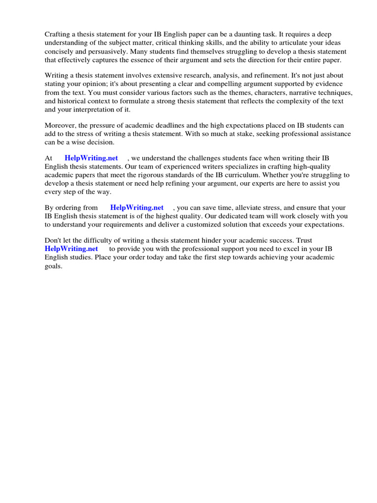 Ib English Thesis Statement | PDF | Essays | Thesis