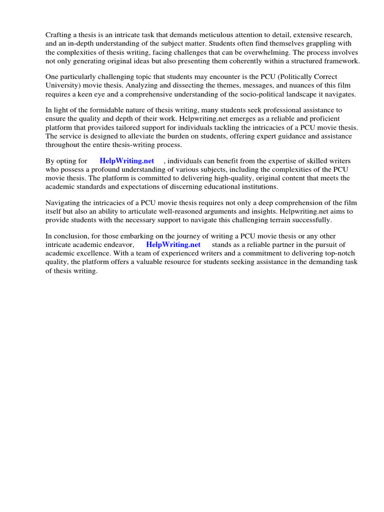 Pcu Movie Thesis | PDF