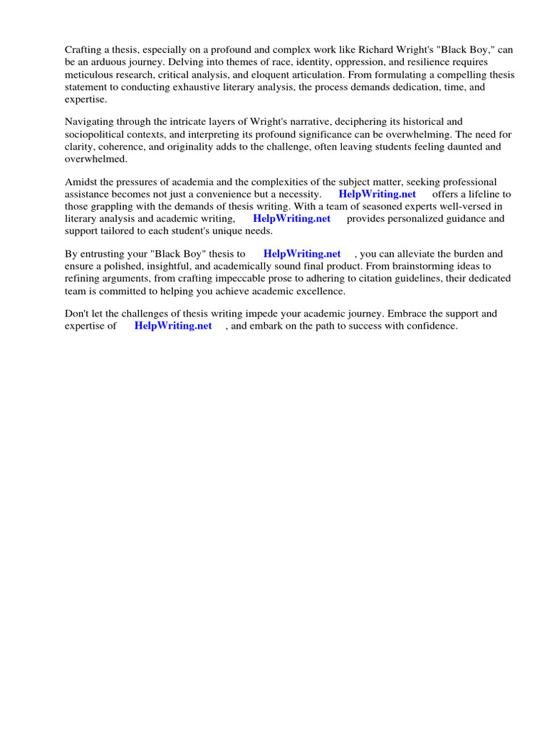 Black Boy Richard Wright Thesis | PDF | Wright Brothers | Books
