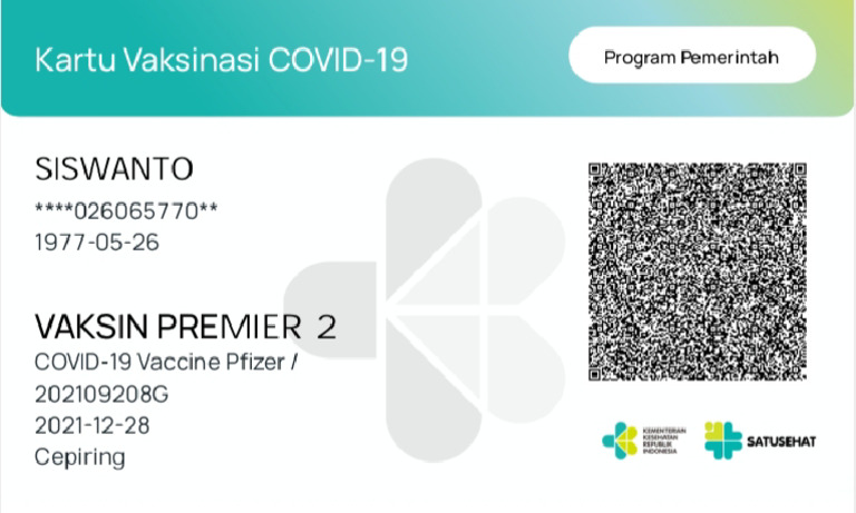 Sertifikat Vaksin Dosis 2 Siswanto Pdf