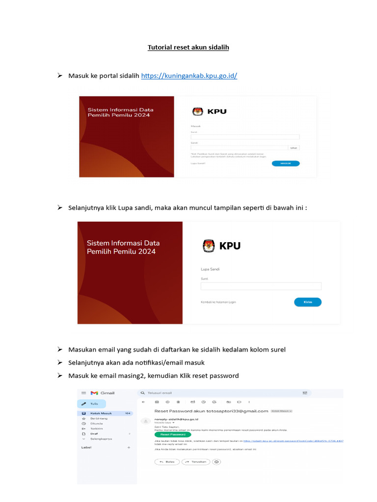 Tutorial Reset Akun Sidalih | PDF | Hukum
