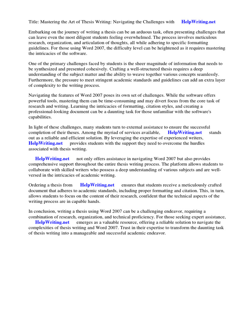 How to Write Thesis Using Word 2007 | PDF