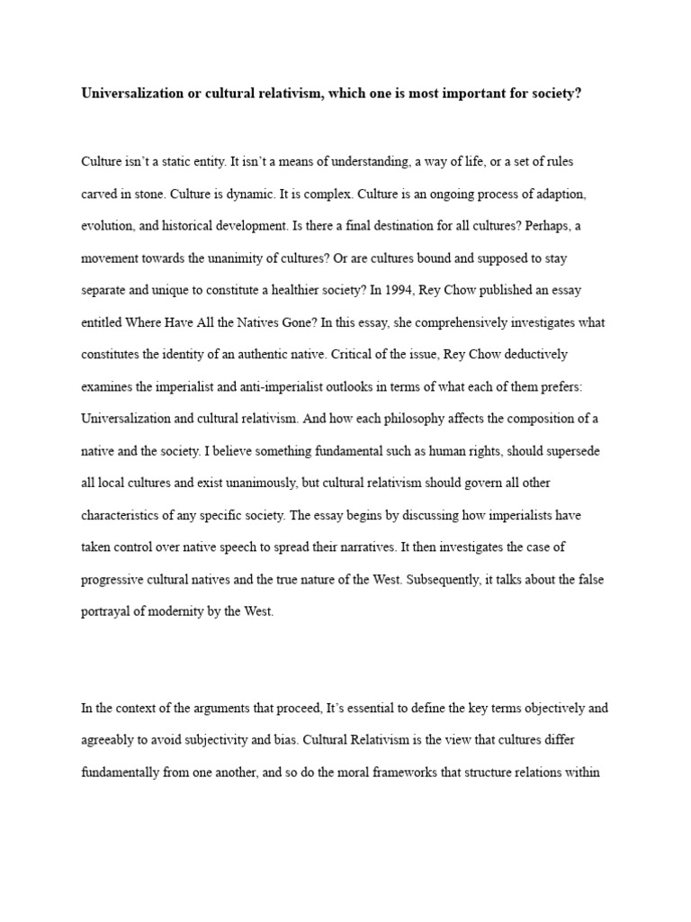 Cultural Relativism vs. Universalization | PDF | History