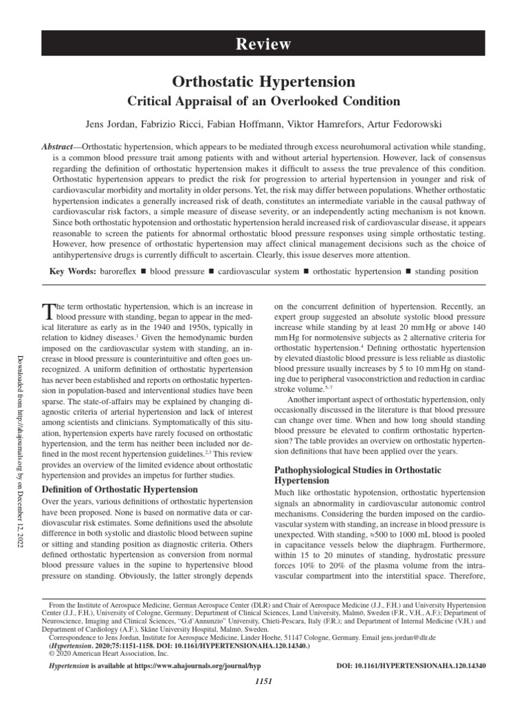 Orthostatic Hypertension | PDF | Hypertension | Blood Pressure