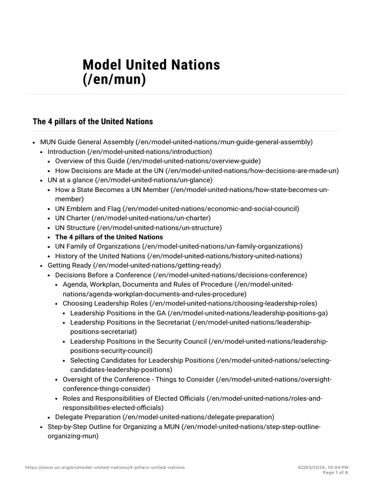 The 4 Pillars of The United Nations - United Nations | PDF ...