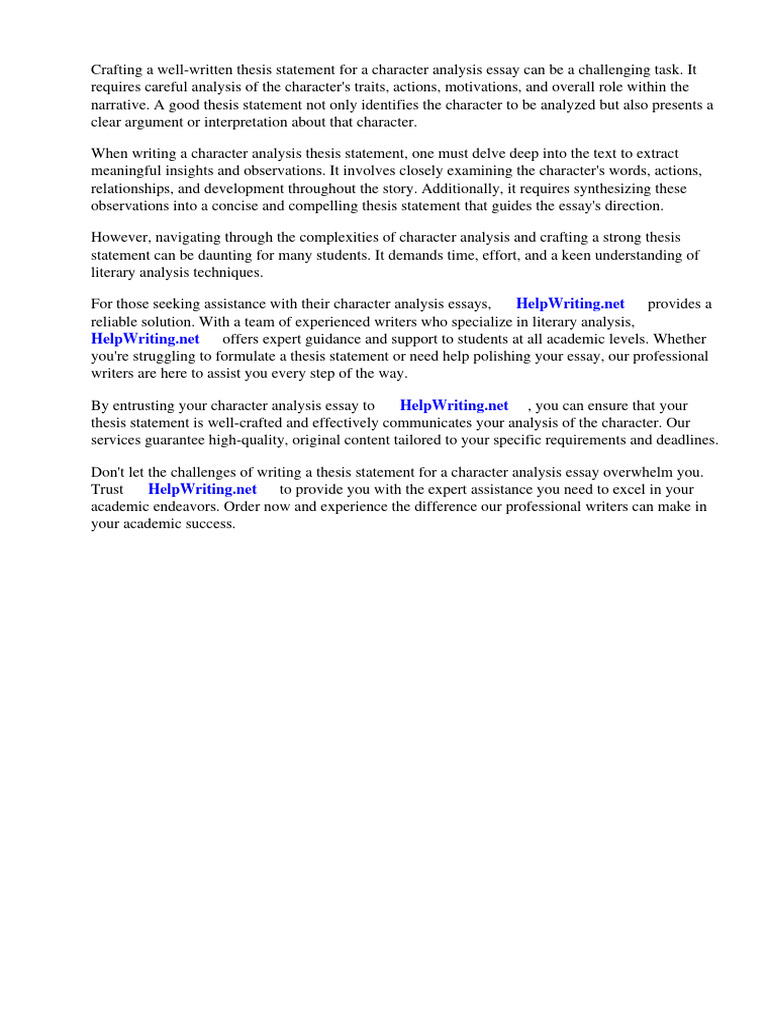 Crafting Character Analysis Thesis Statements | PDF