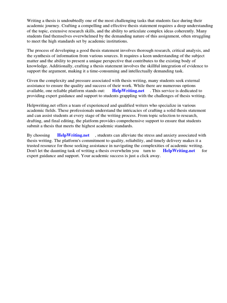 Guidelines For Writing A Good Thesis Statement | PDF