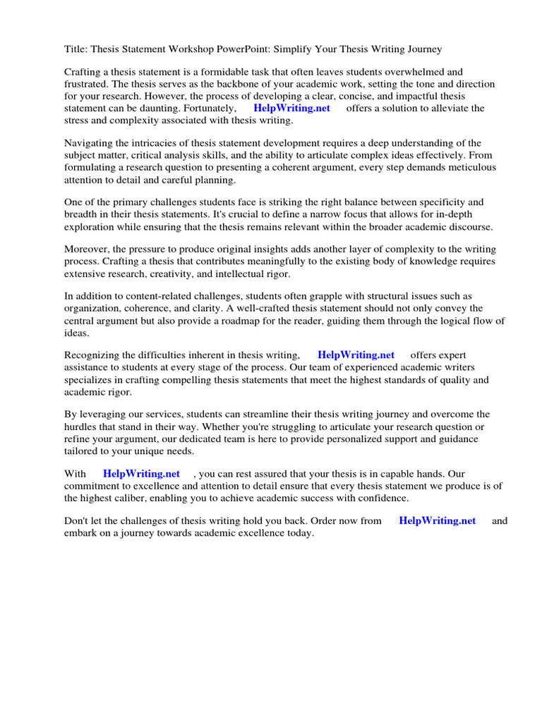 Thesis Statement Workshop Powerpoint | PDF | Essays | Thesis