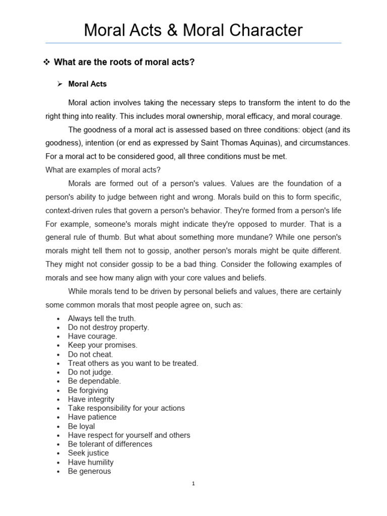 Wks 6 7 Moral Acts Moral Character | PDF | Science & Mathematics