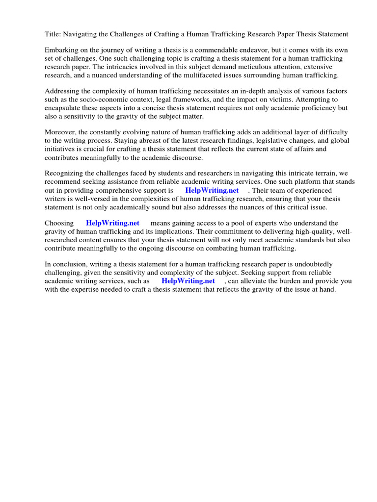 Crafting Human Trafficking Thesis | PDF | Human Trafficking | Sex ...