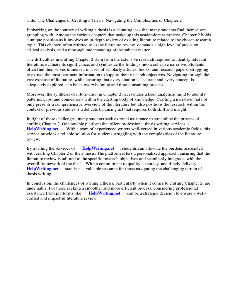 Example Thesis Paper Chapter 2 | PDF