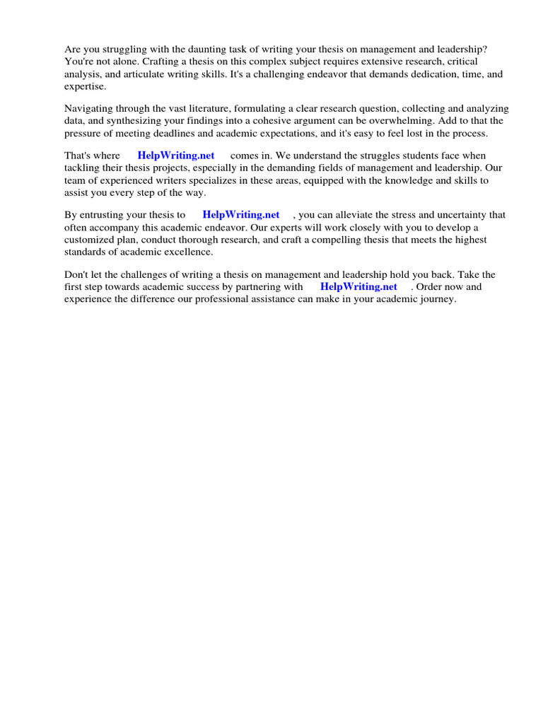 Thesis Management and Leadership | PDF | Leadership | Thesis