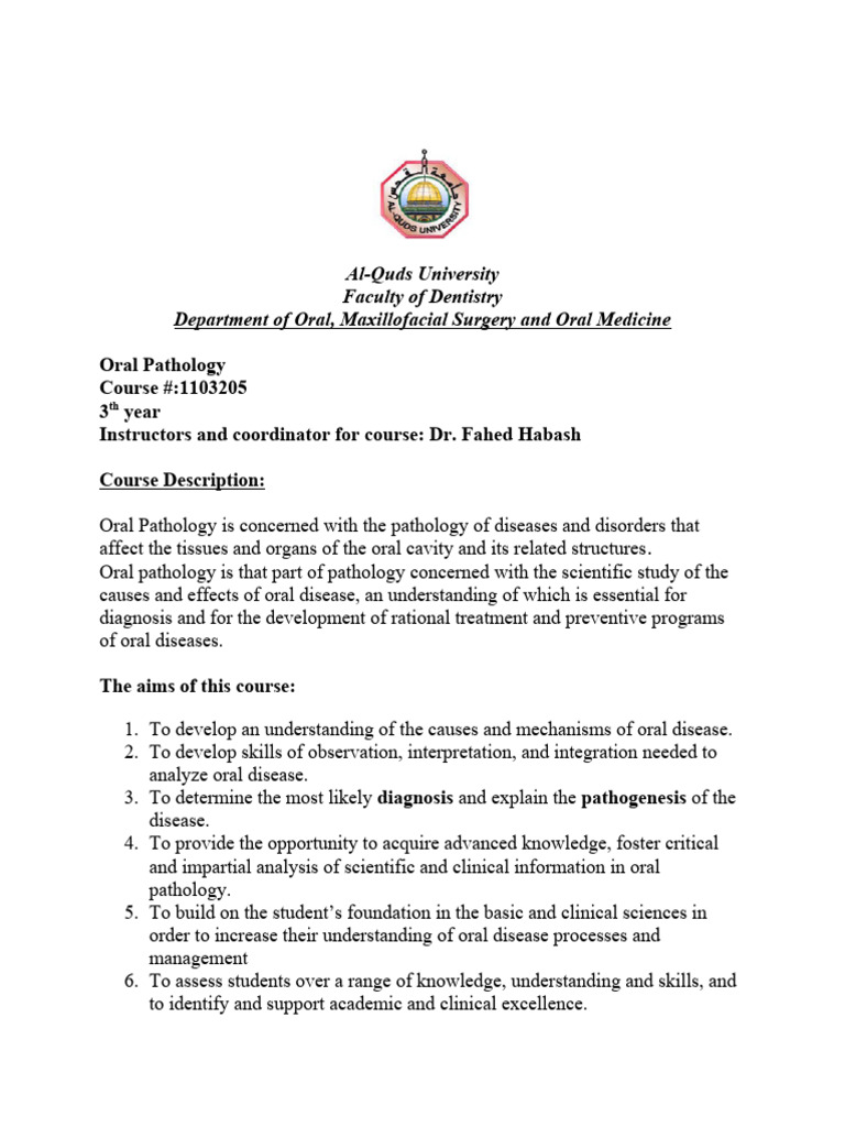 Outline, Objective Oral Path | PDF | Pathology | Medical Diagnosis