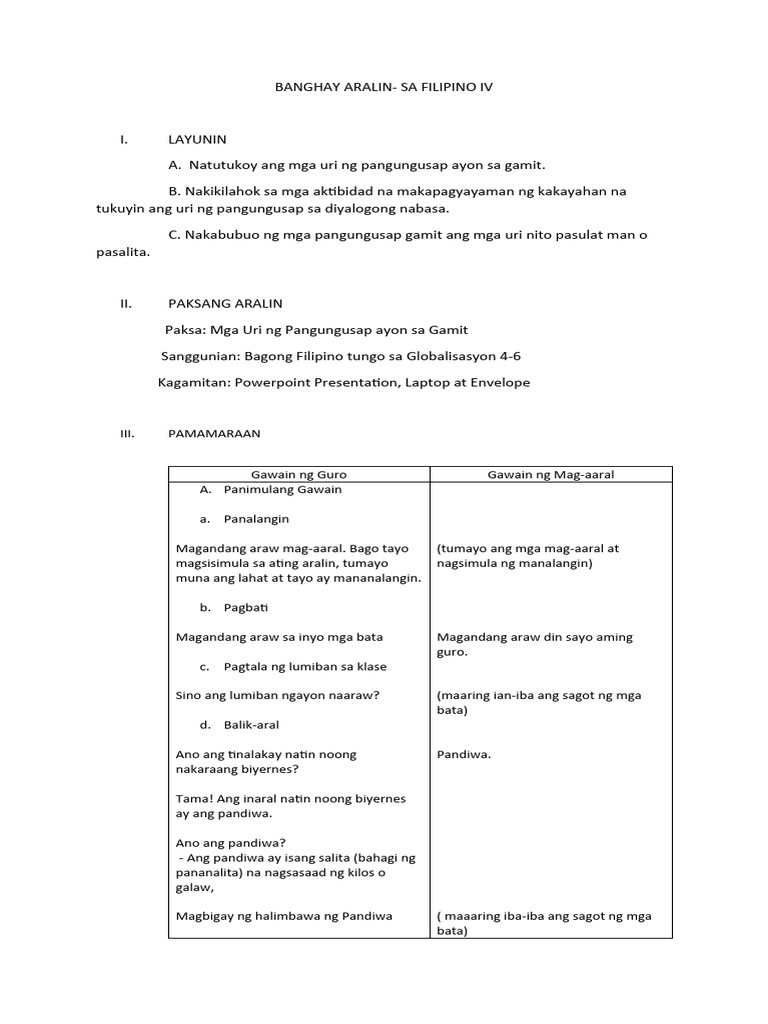 Final LP in Filipino 4 - Galve | PDF