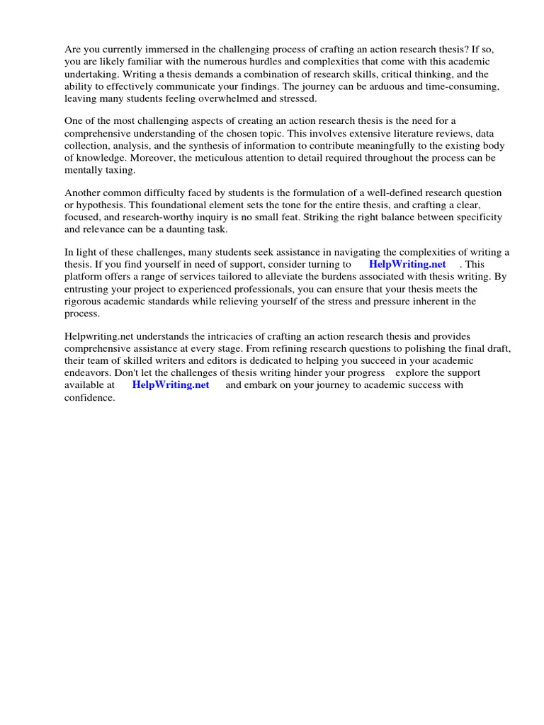 Action Research Thesis Sample | PDF
