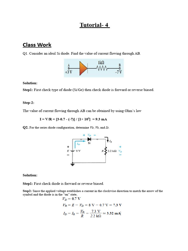 Tutorial Sheet4 Unit2 | PDF | Diode | P–N Junction