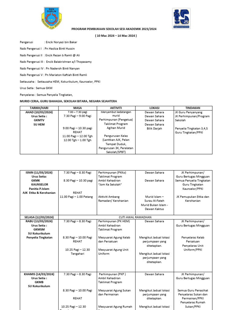 Progran Buka Sekolah 2023 Pdf