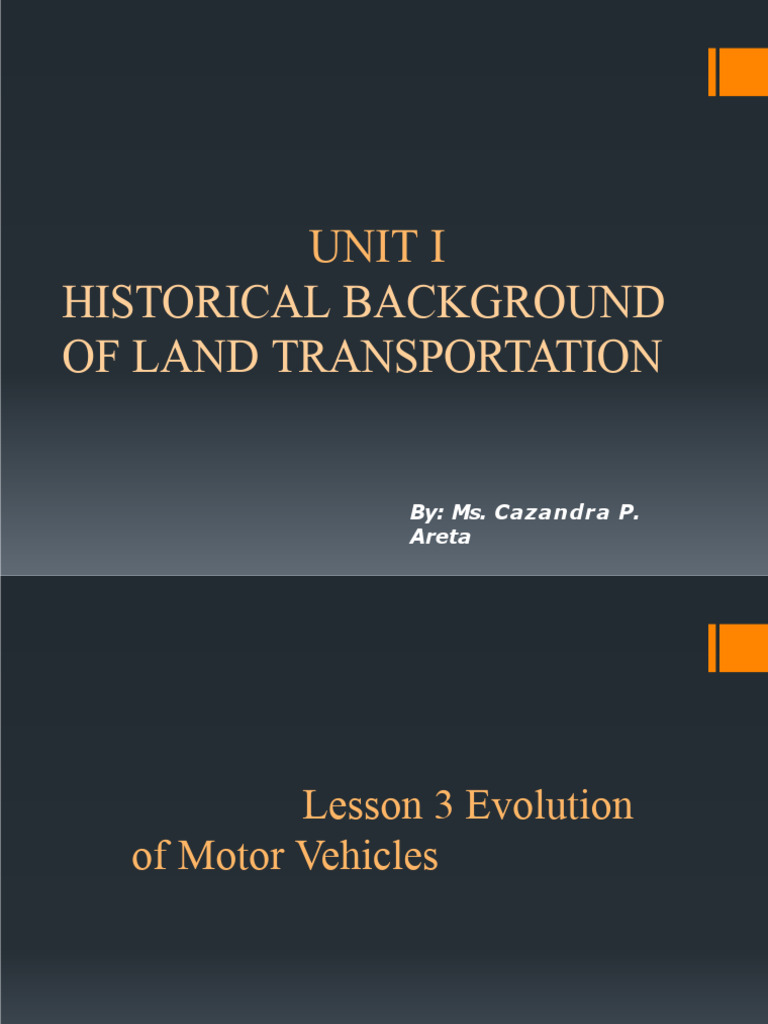 Unit I Lesson 3 Evolution of Motor Vehicles | PDF | Travel