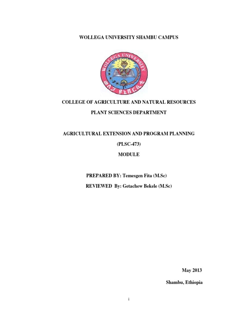 Agricutural Extension Modul-By Temesgen Fita, May 2013, Wollega ...