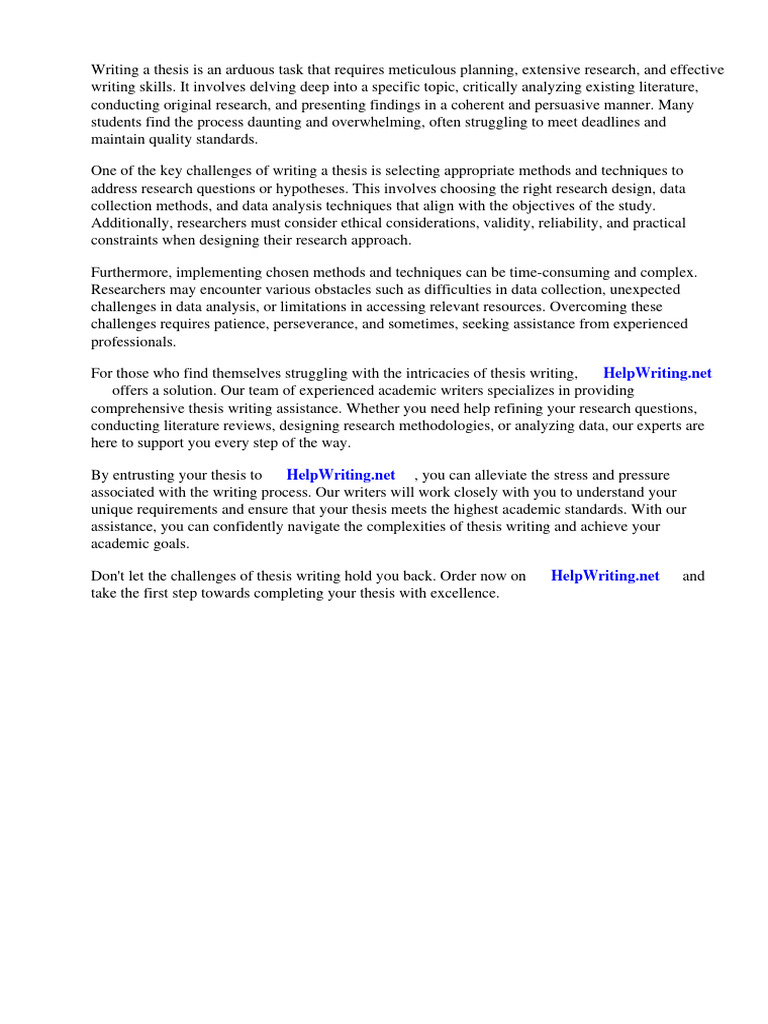 Thesis Methods and Techniques | PDF