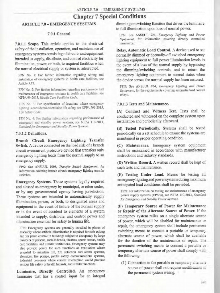 Emergency Systems Standards Overview | PDF | Electrical Wiring | Switch