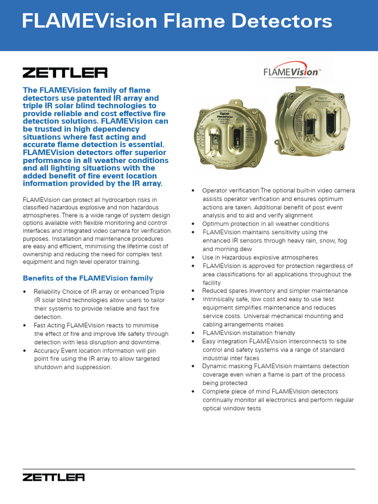Tyco Flame Detector fv411 Datasheet | PDF