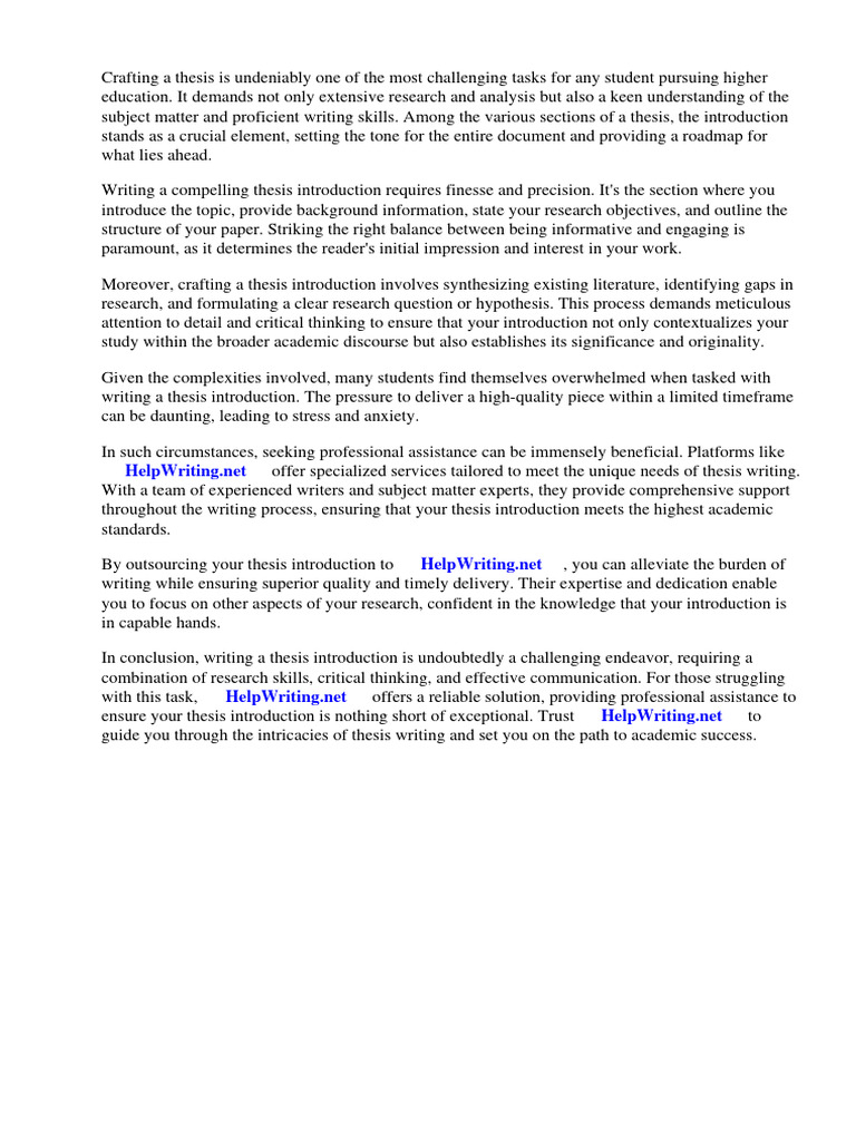 How To Write Thesis Introduction Sample Pdf Essays Thesis