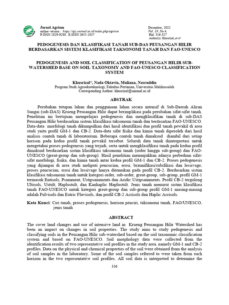 Klasifikasi Tanah Sub DAS Peusangan Hilir | PDF | Sains & Matematika