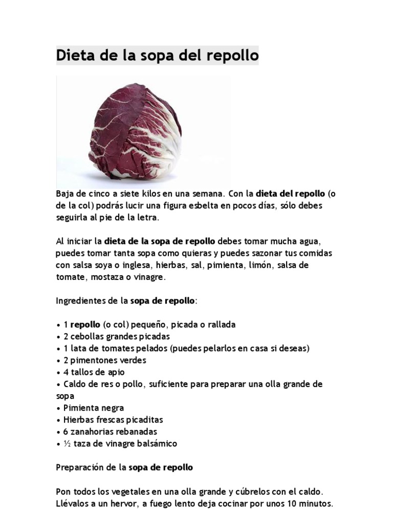 Dieta de La Sopa Del Repollo | PDF
