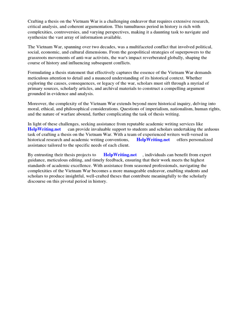 Vietnam War Thesis Statement | PDF