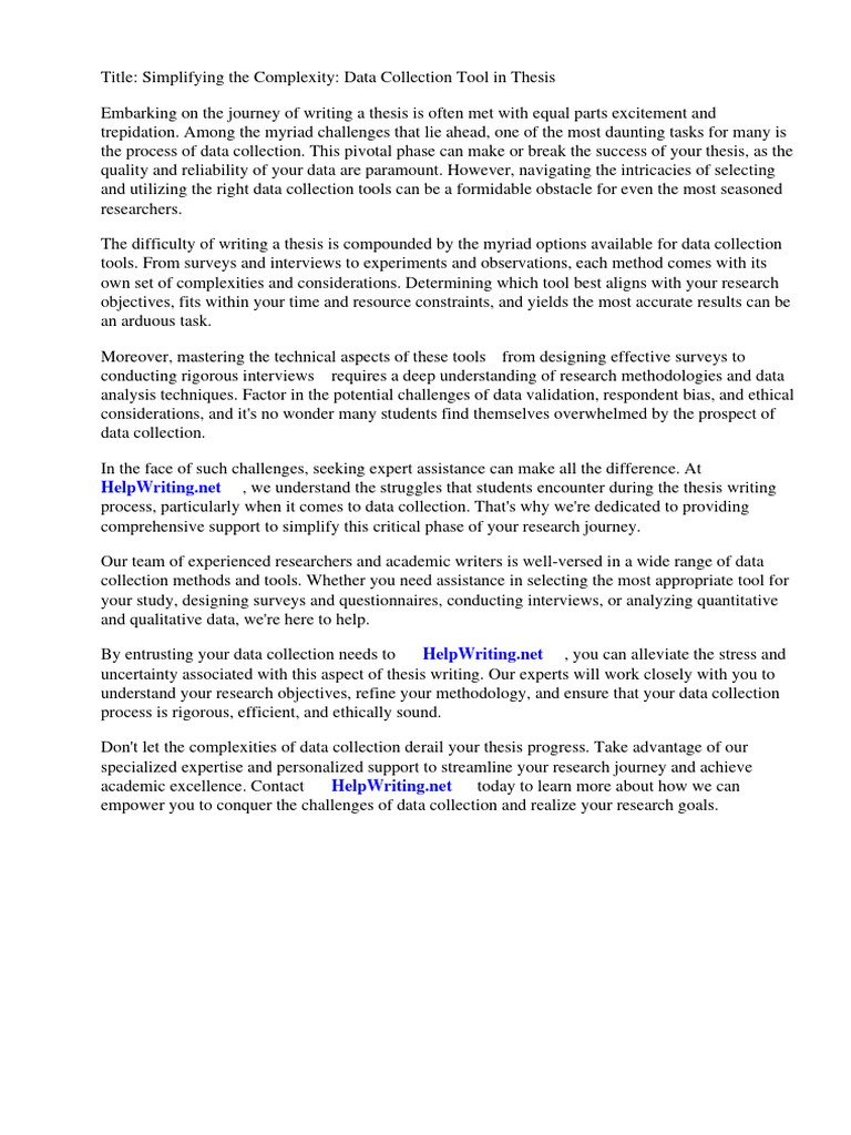 Data Collection Tool in Thesis | PDF | Survey Methodology | Data