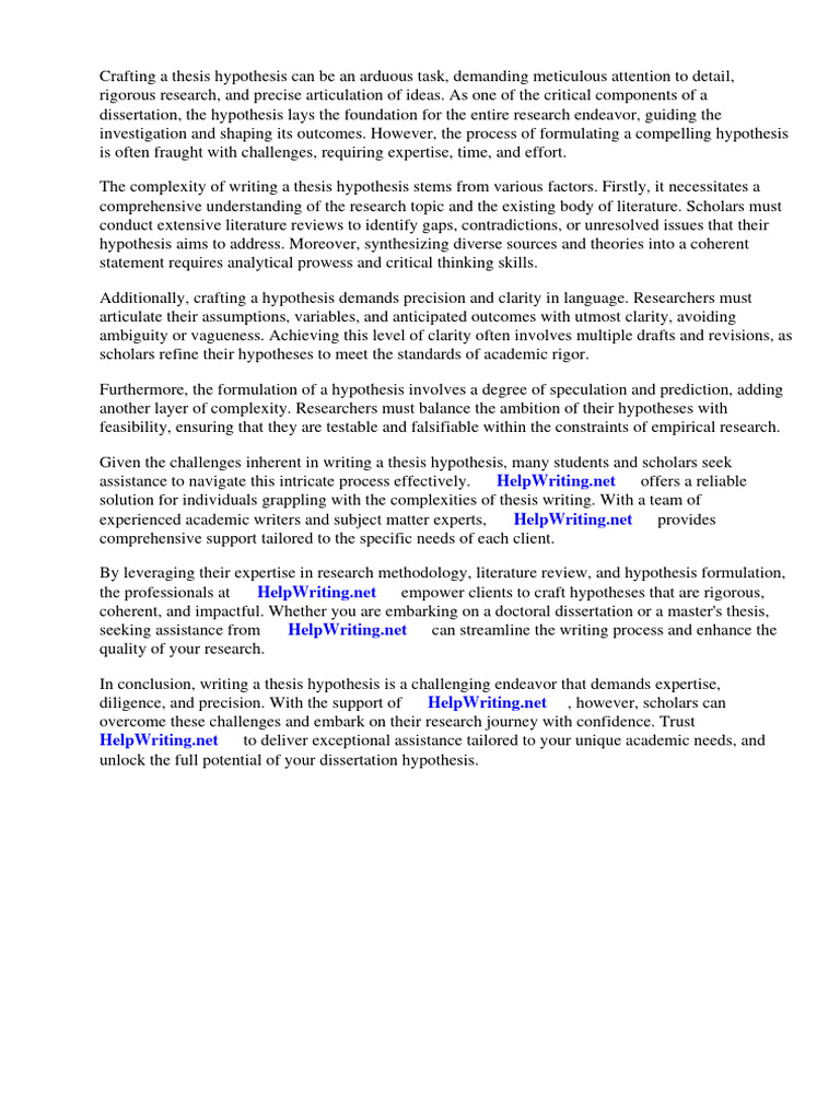 Writing Dissertation Hypothesis | PDF | Hypothesis | Thesis
