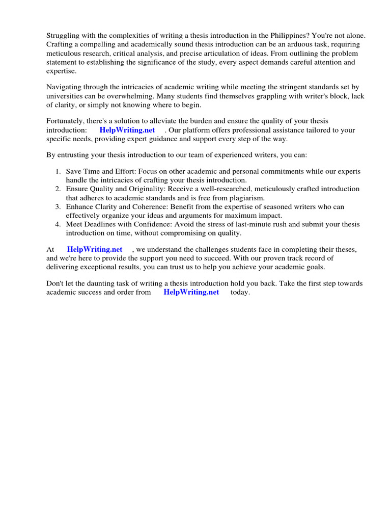 Sample Thesis Introduction Philippines | PDF | Thesis