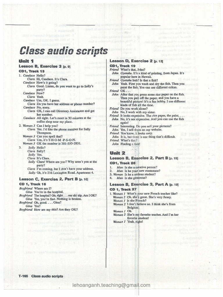 FC2 Student's Book - Class Audio Scripts | PDF